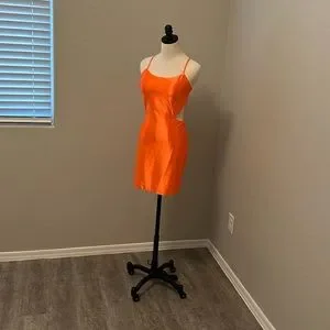 Alyce Paris | Dresses | New Alyce Sz 6 Bright Orange Satin Cut Out ...